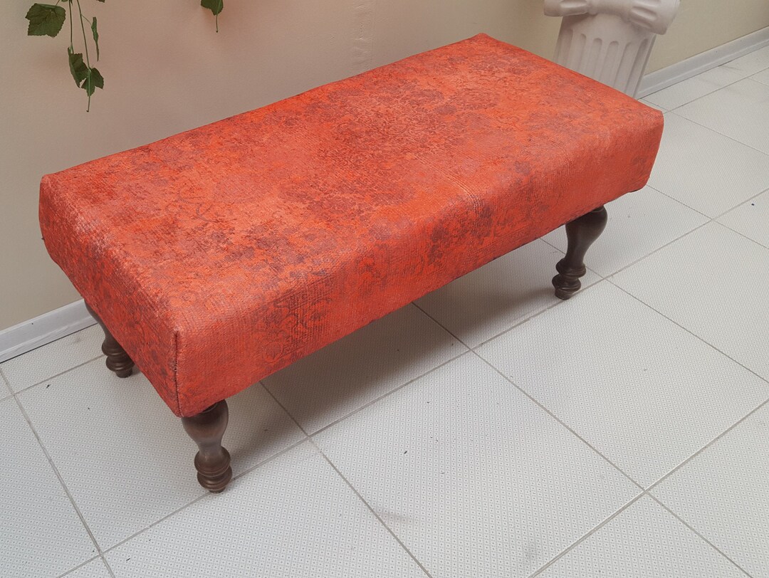 Kilim Detailed Bench , Small Coffee Table , Wooden Leg Bench ...