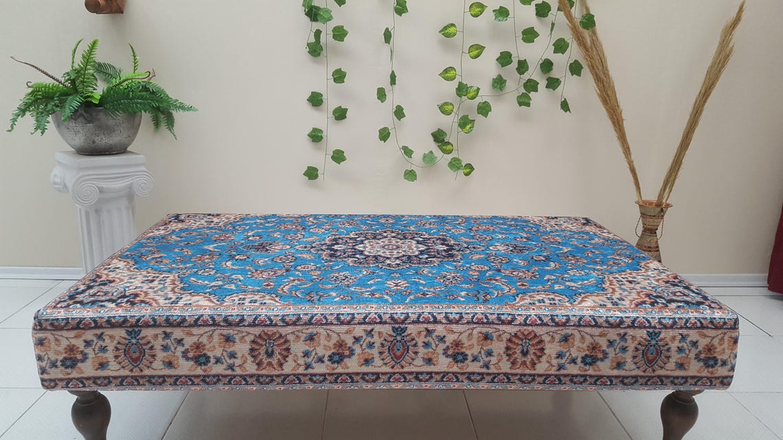 Rug Ottoman , Indian Coffee Table , Teak Coffee Table , Ottoman Vintage ...