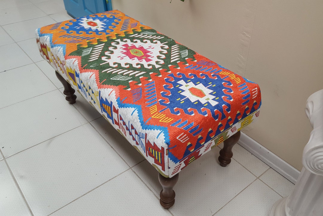 Victorian Bench , Ethnic Rug Bench , Farmhouse Bench , Farmhouse Wood ...