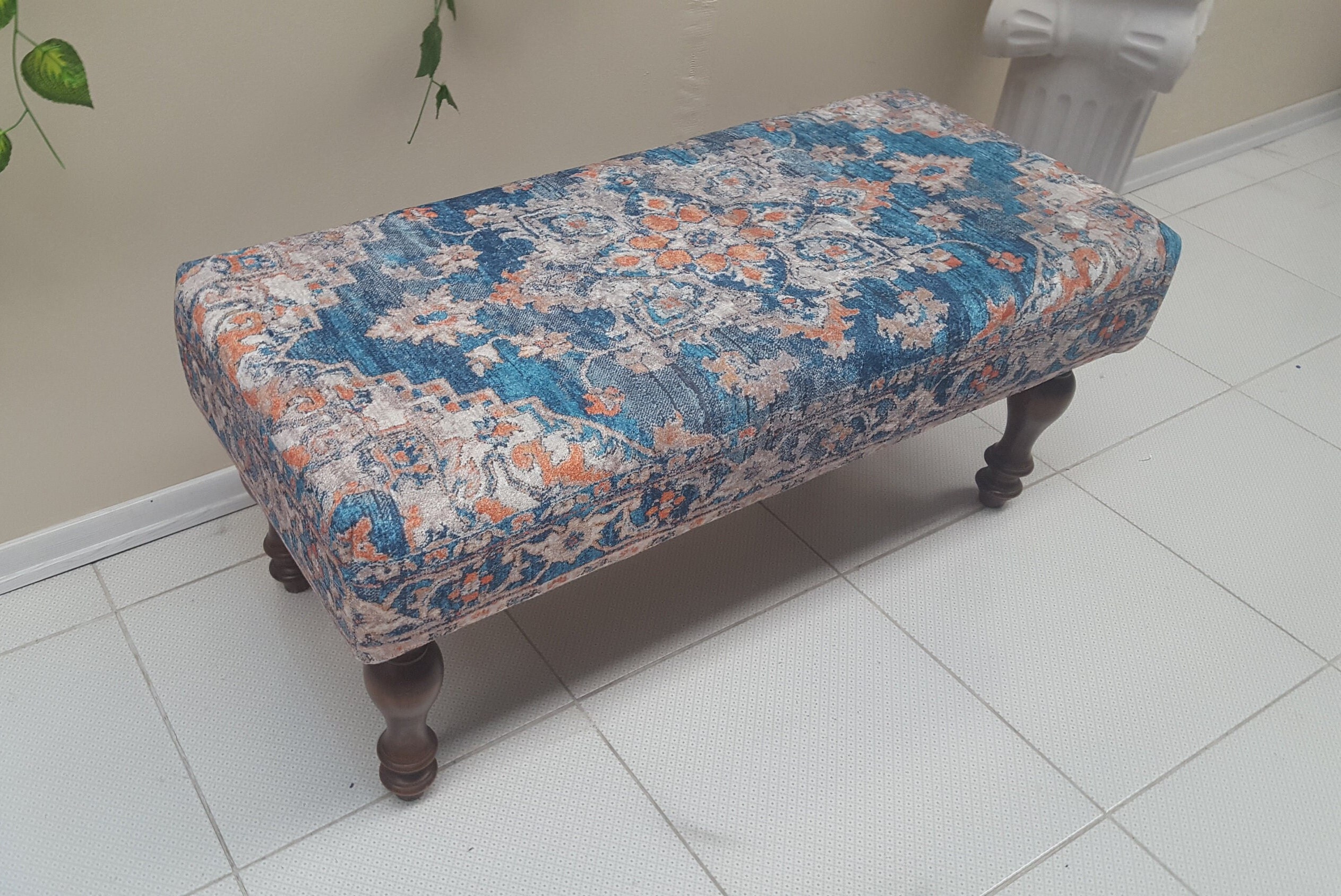 Zen Garden Bench , Flowered Rug Bench , Outdoor Kilim Bench , Turkish ...