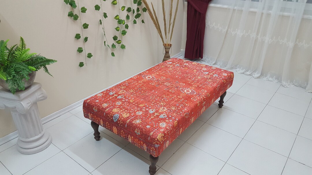 Rug Ottoman , Indian Coffee Table , Teak Coffee Table , Ottoman Vintage ...