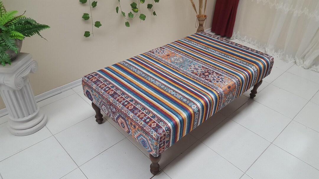 Muisca Pattern Bench , Spongy Coffee Table , Oversized Ottoman , Rustic ...