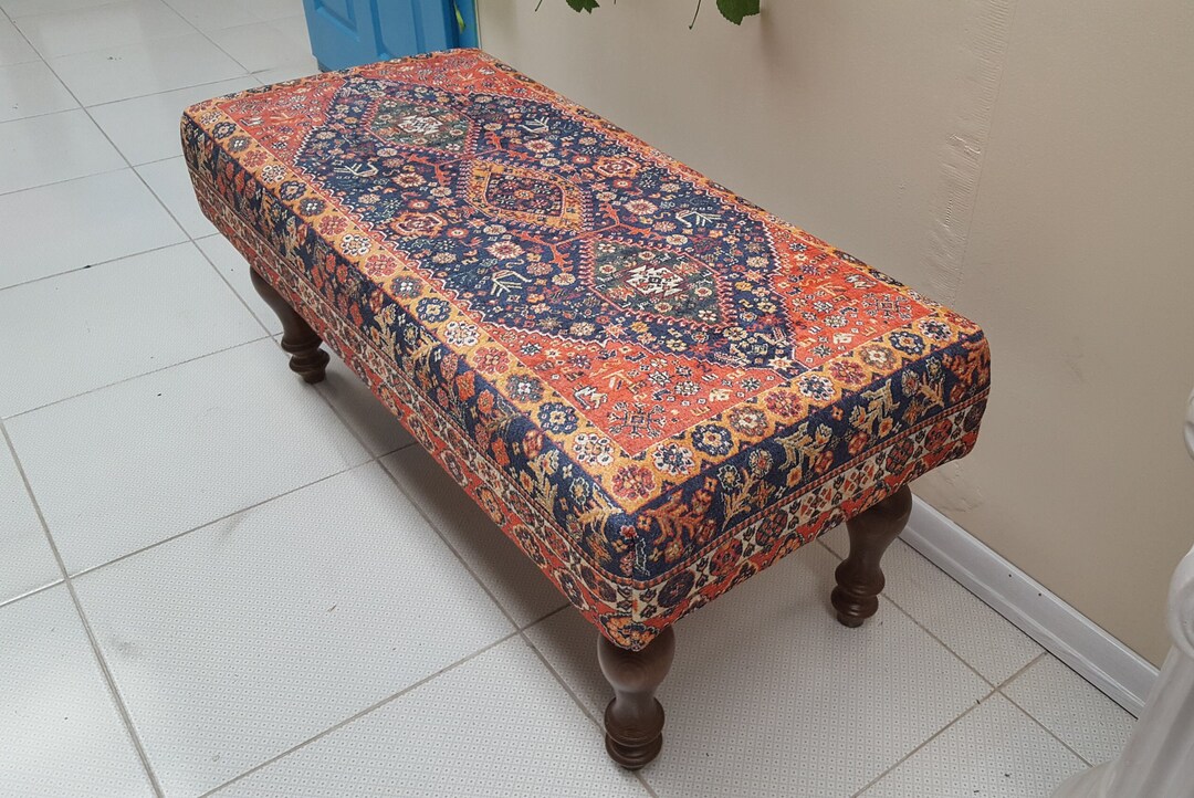 Ottoman Vintage Pouf , Rustic Coffee Table , Vintage Kilim Pouf ...