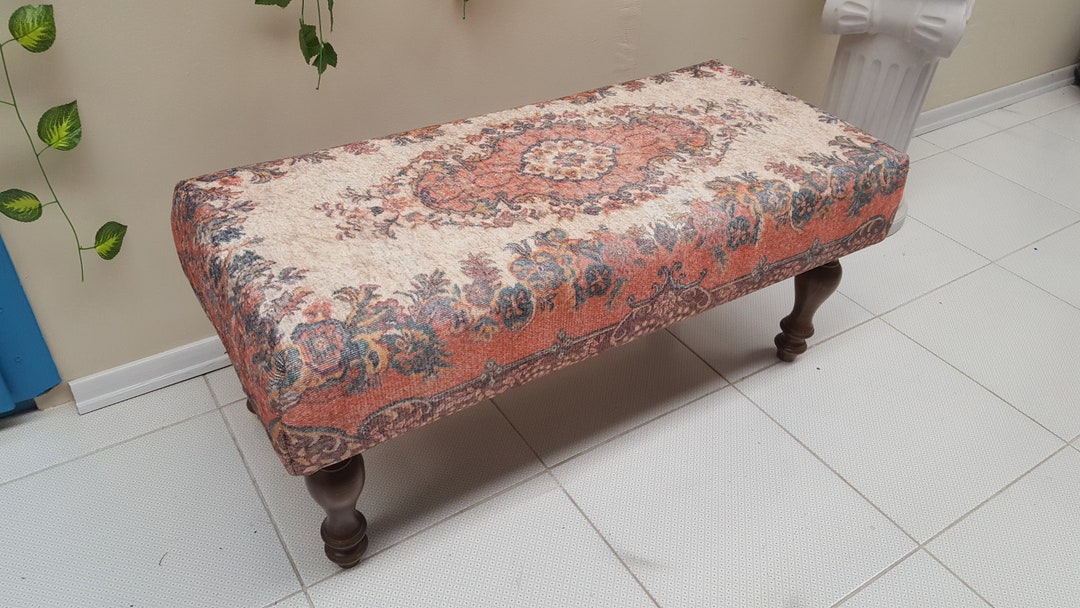 Navajo Kilim Bench , Aztec Rug Bench , Extra Large Ottoman , Painted ...