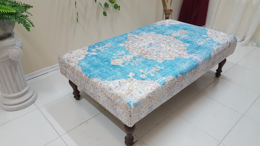 Vintage Ottoman Pouf , Diamond Coffee Table , Kerman Kilim Ottoman ...