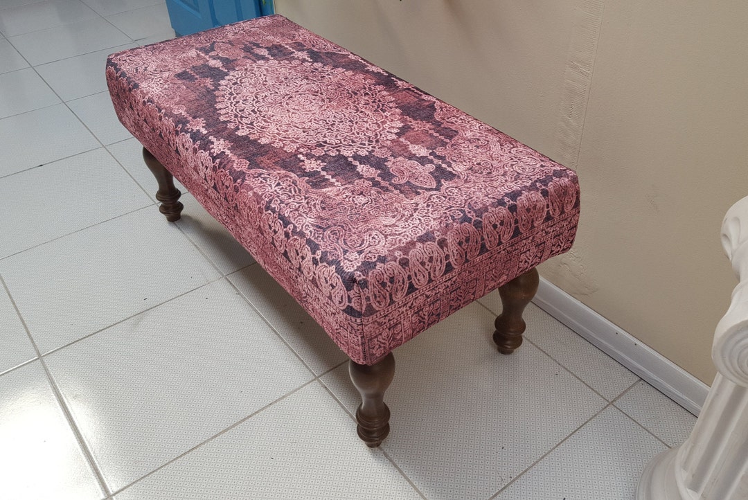 Heriz Kilim Bench , Turkey Rug Bench , Kilim Square Ottoman , Rug ...