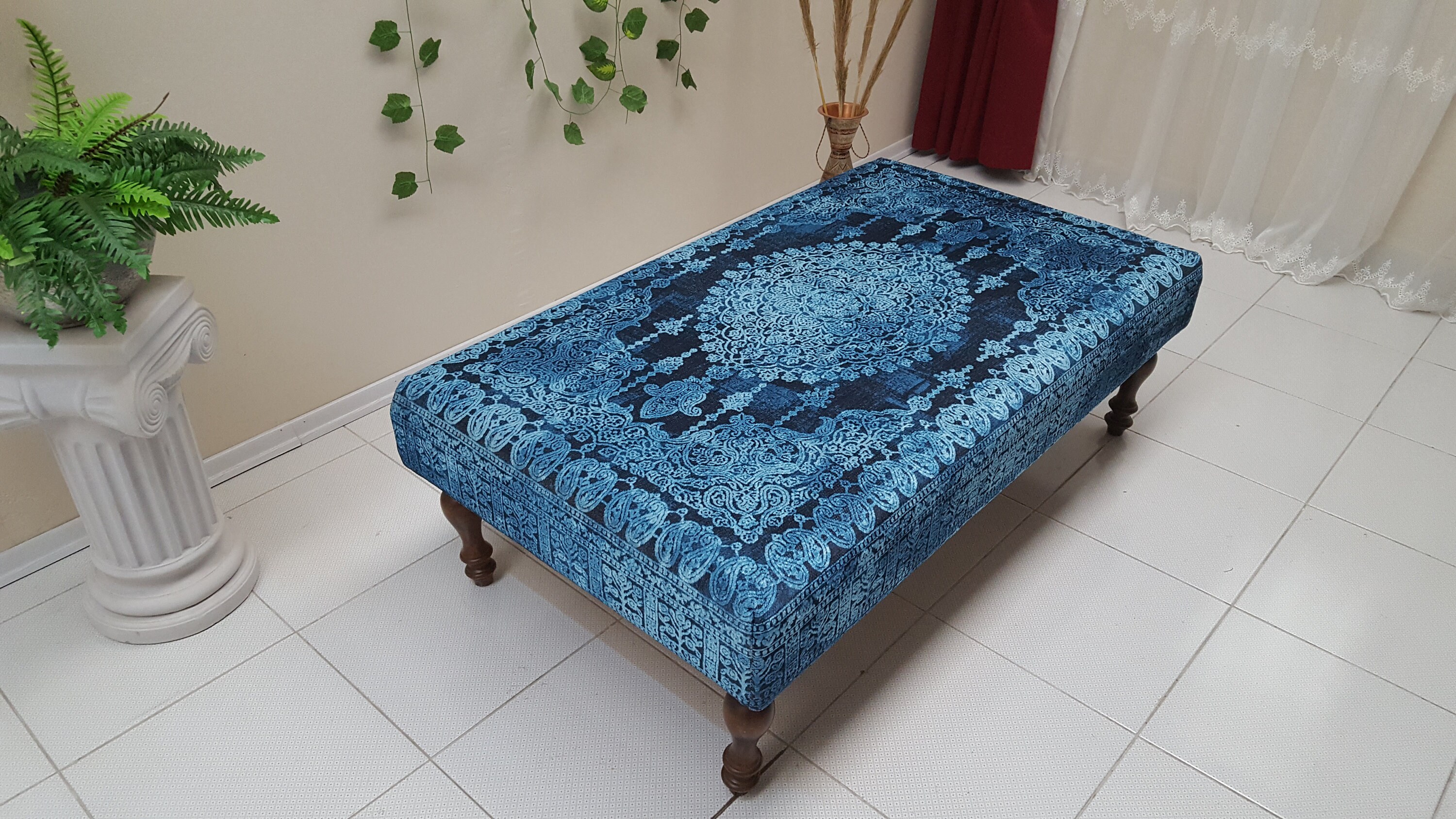 Rug Ottoman , Indian Coffee Table , Teak Coffee Table , Ottoman Vintage ...