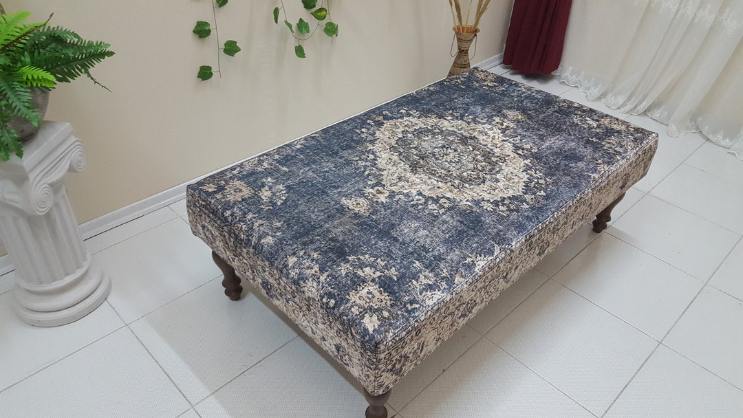 Vintage Ottoman Pouf Diamond Coffee Table Kerman Kilim - Etsy