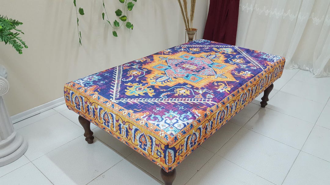 Natural Coffee Table , Kerman Kilim Ottoman , Handmade Coffeetable ...