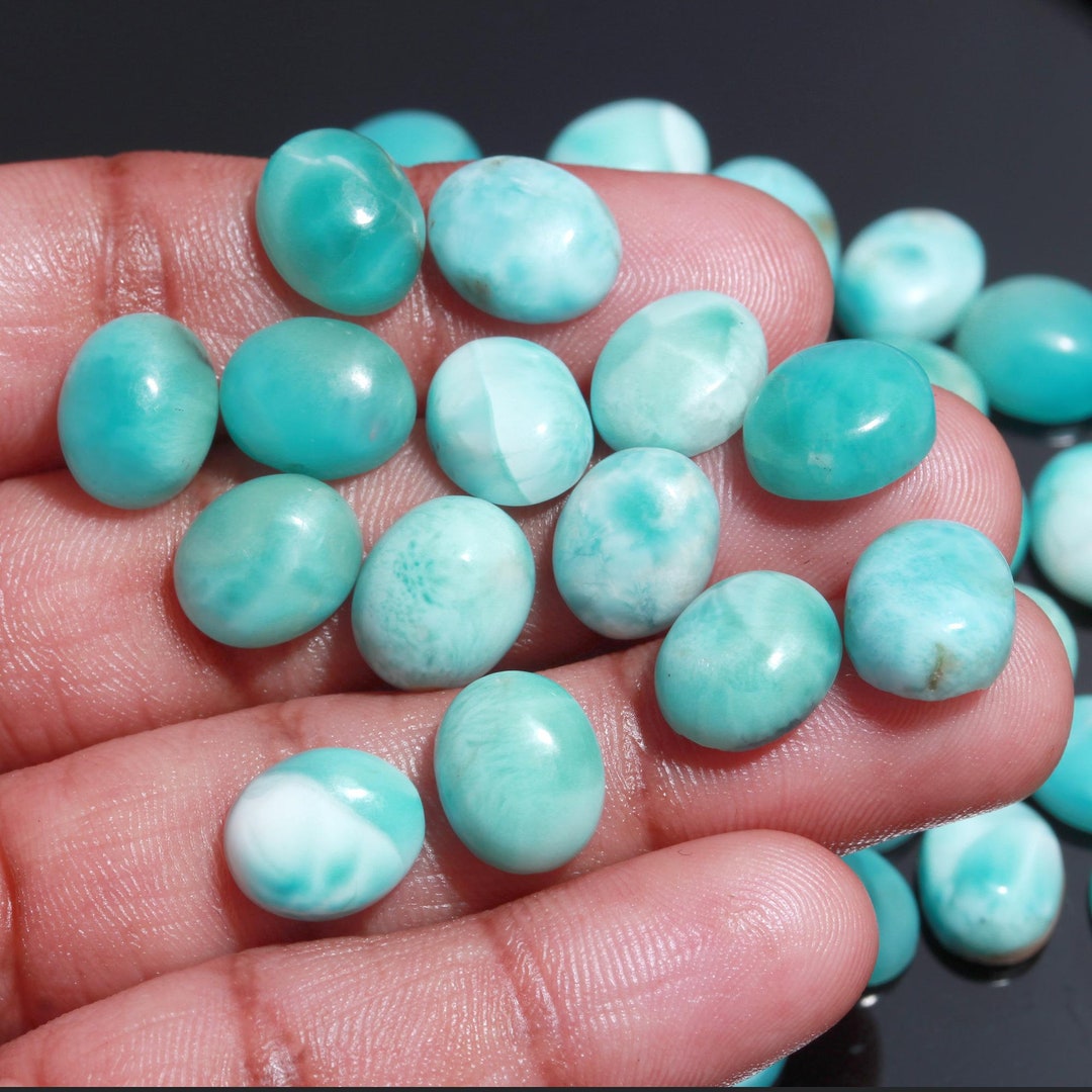 Natural Larimar Gemstone for Jewelry Making | 9X11 MM Oval Shape ...