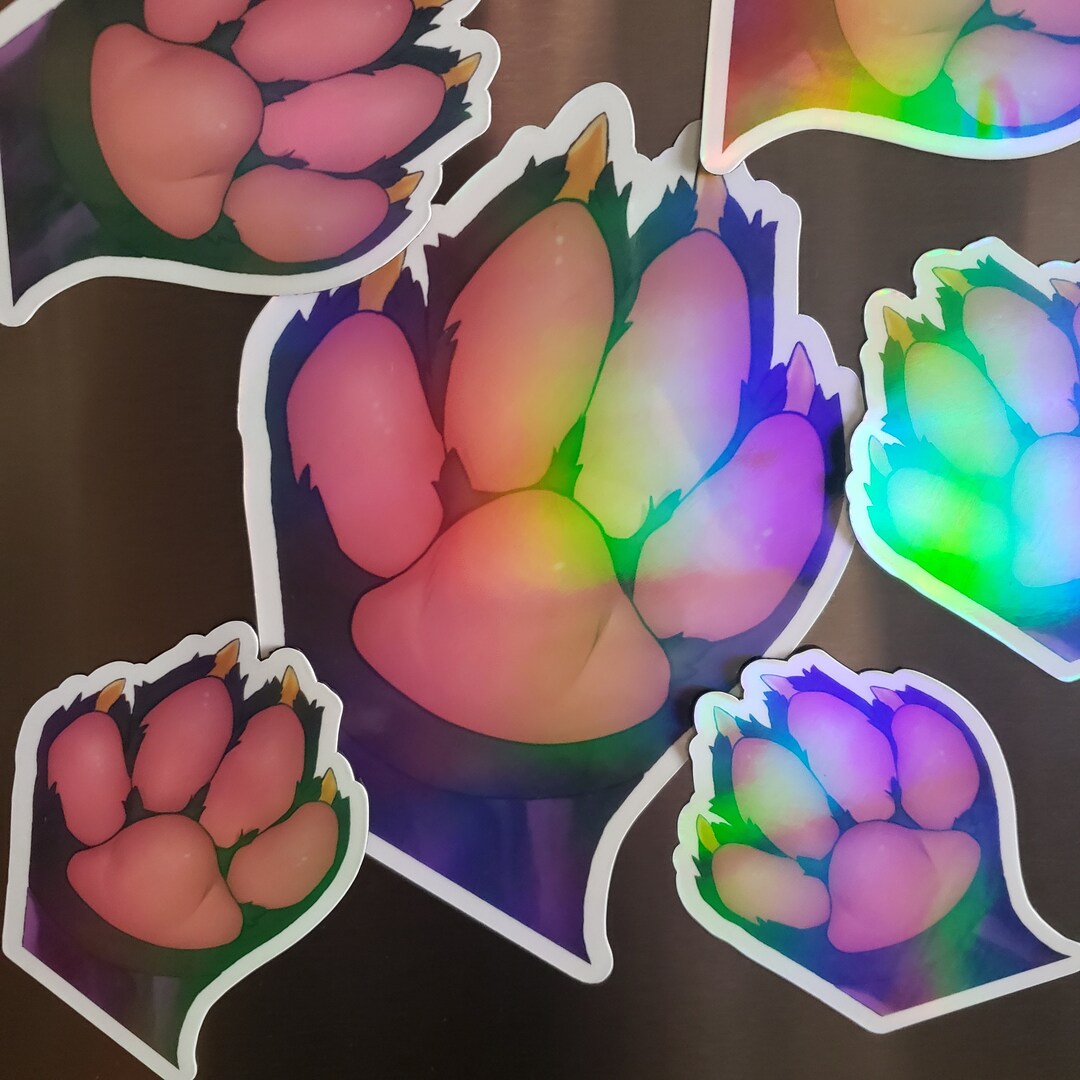 Large Holographic Furry Paw Fridge Magnet - Etsy