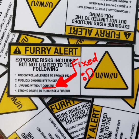 REVISED Furry Alert Warning Sticker / Magnet Beware of Owo - Etsy UK