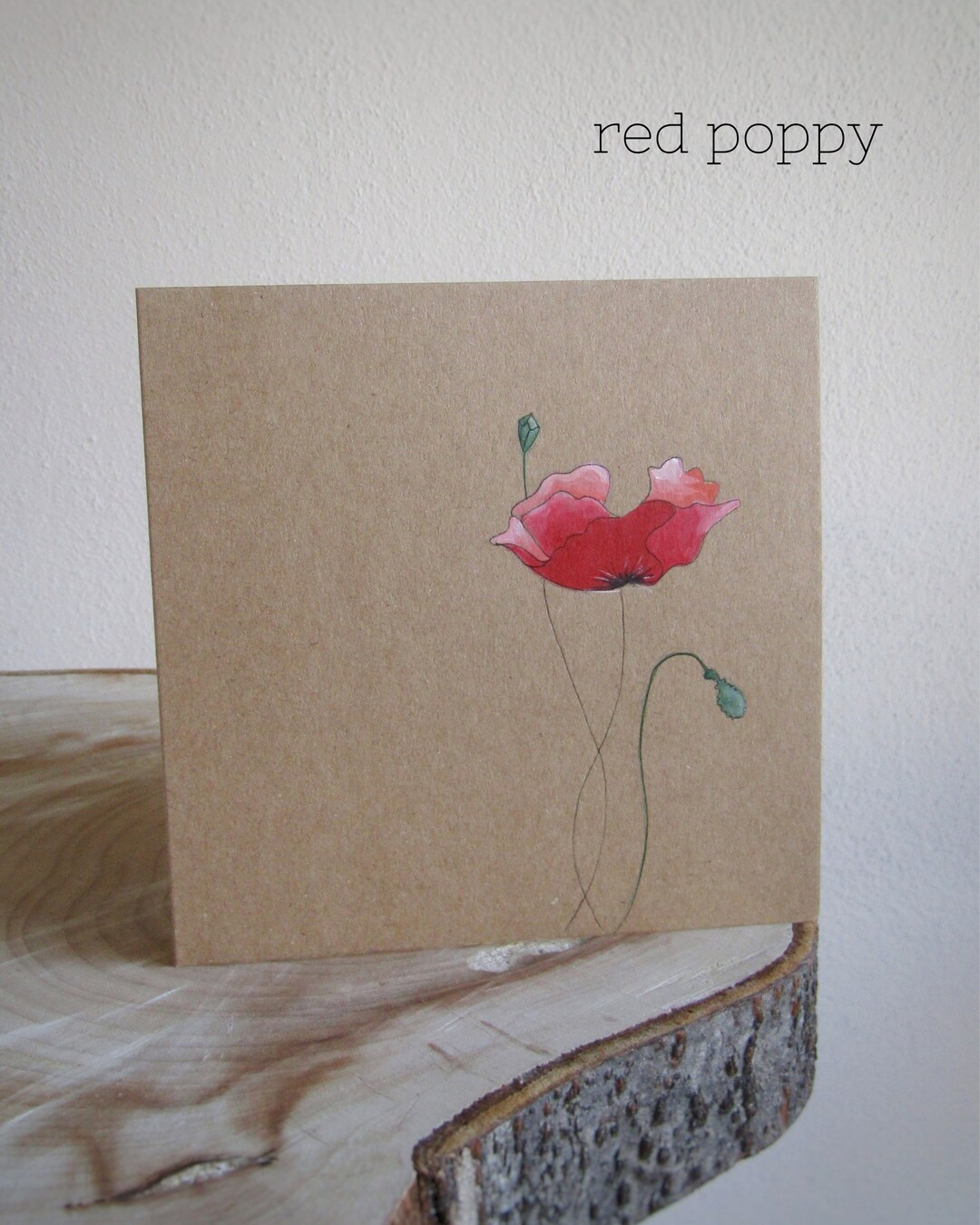 Red Poppy, Set of 5 Hand Painted Cards - Etsy