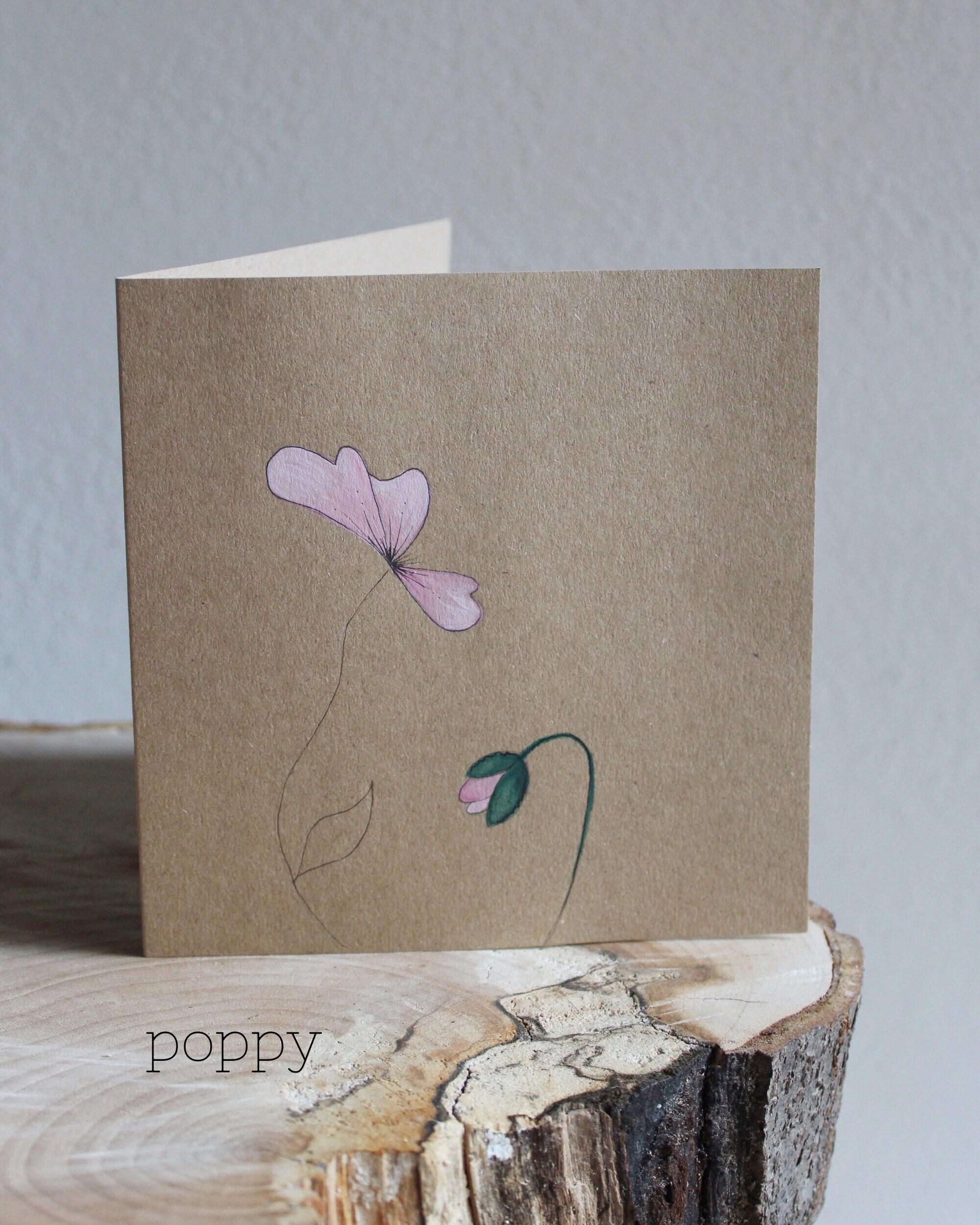 Poppy, Set of 5 Hand Painted Cards - Etsy