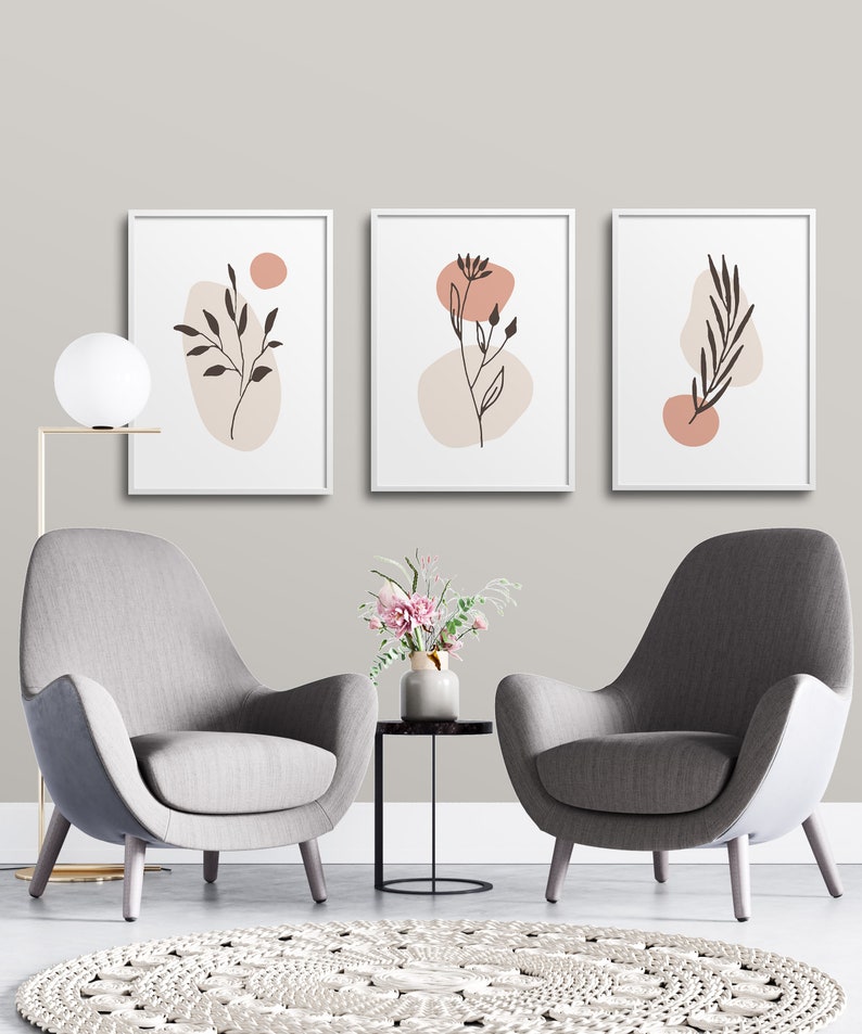 Abstract Botanical Flower Line Art Print Set of 3 Abstract - Etsy