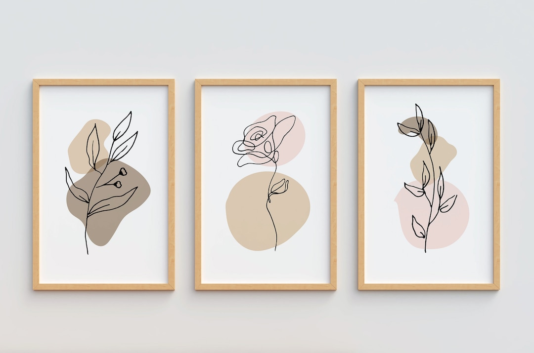 Abstract Botanical Line Art Print Set of 3, Floral Abstract Painting ...