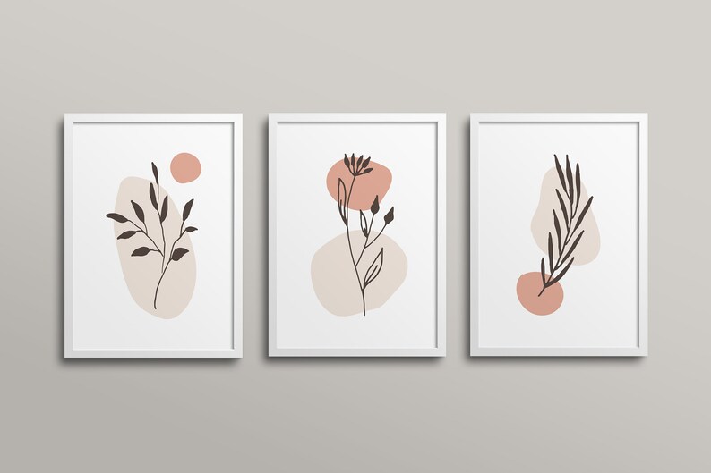 Abstract Botanical Flower Line Art Print Set of 3 Abstract - Etsy