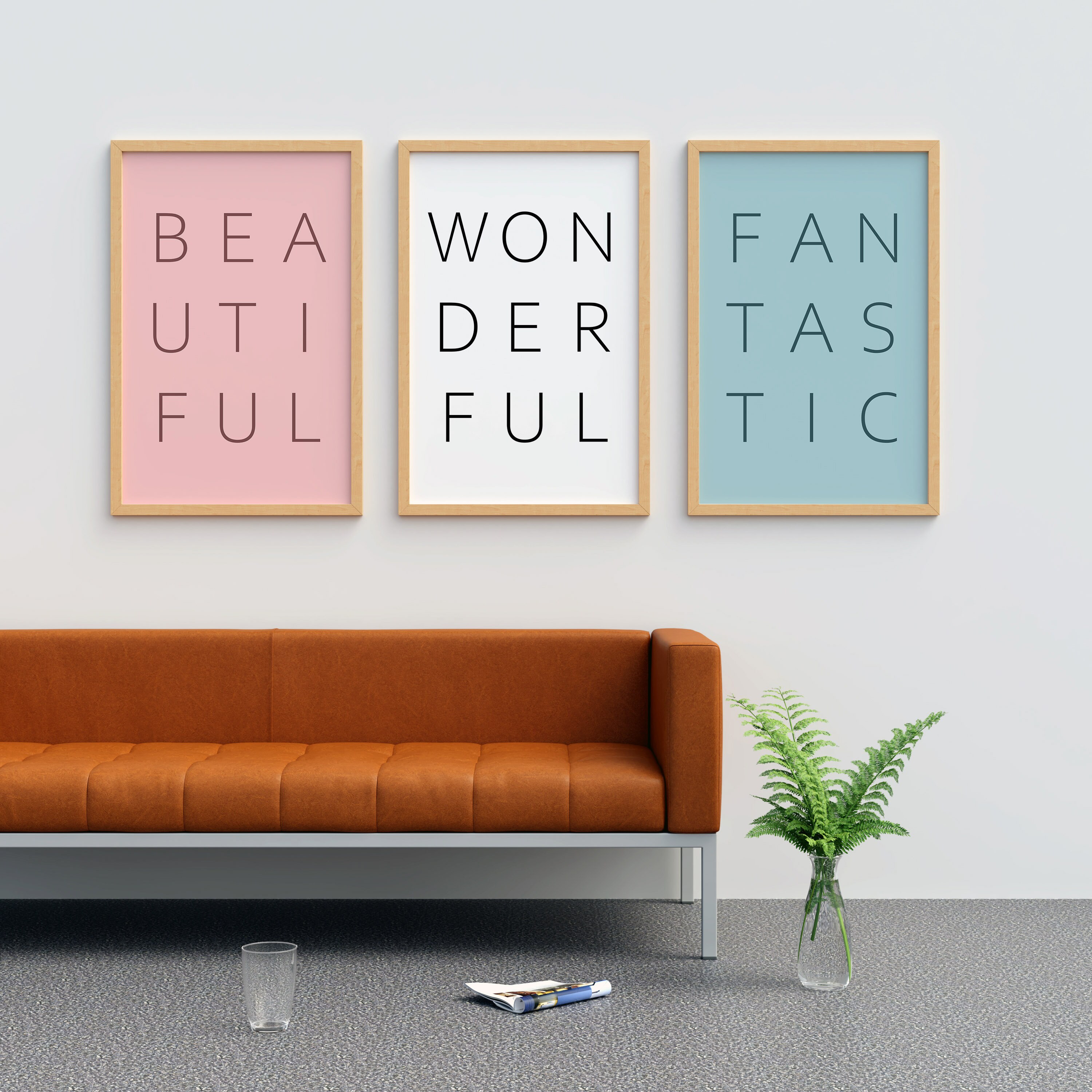 Beautiful, Wonderful, Fantastic Typography Art Print Set of 3 Art Print ...