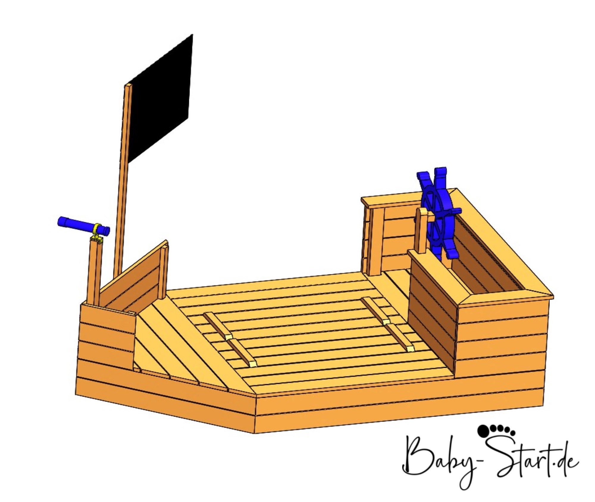 Sandbox Plans - Sand Box - Pirate Ship - With Benches - With Cover ...