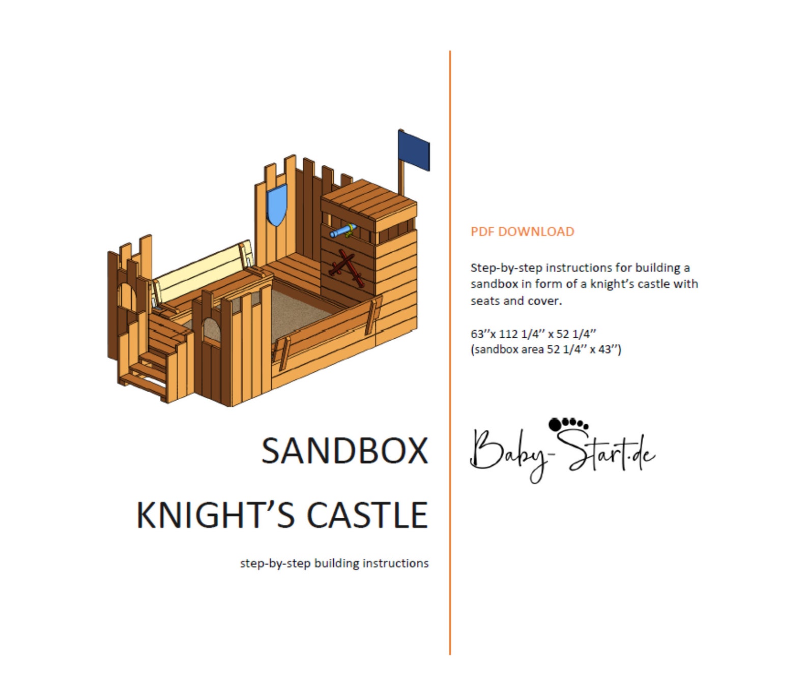 Sandbox Knight's Castle With Bench and Lid / Children's Play Tower ...