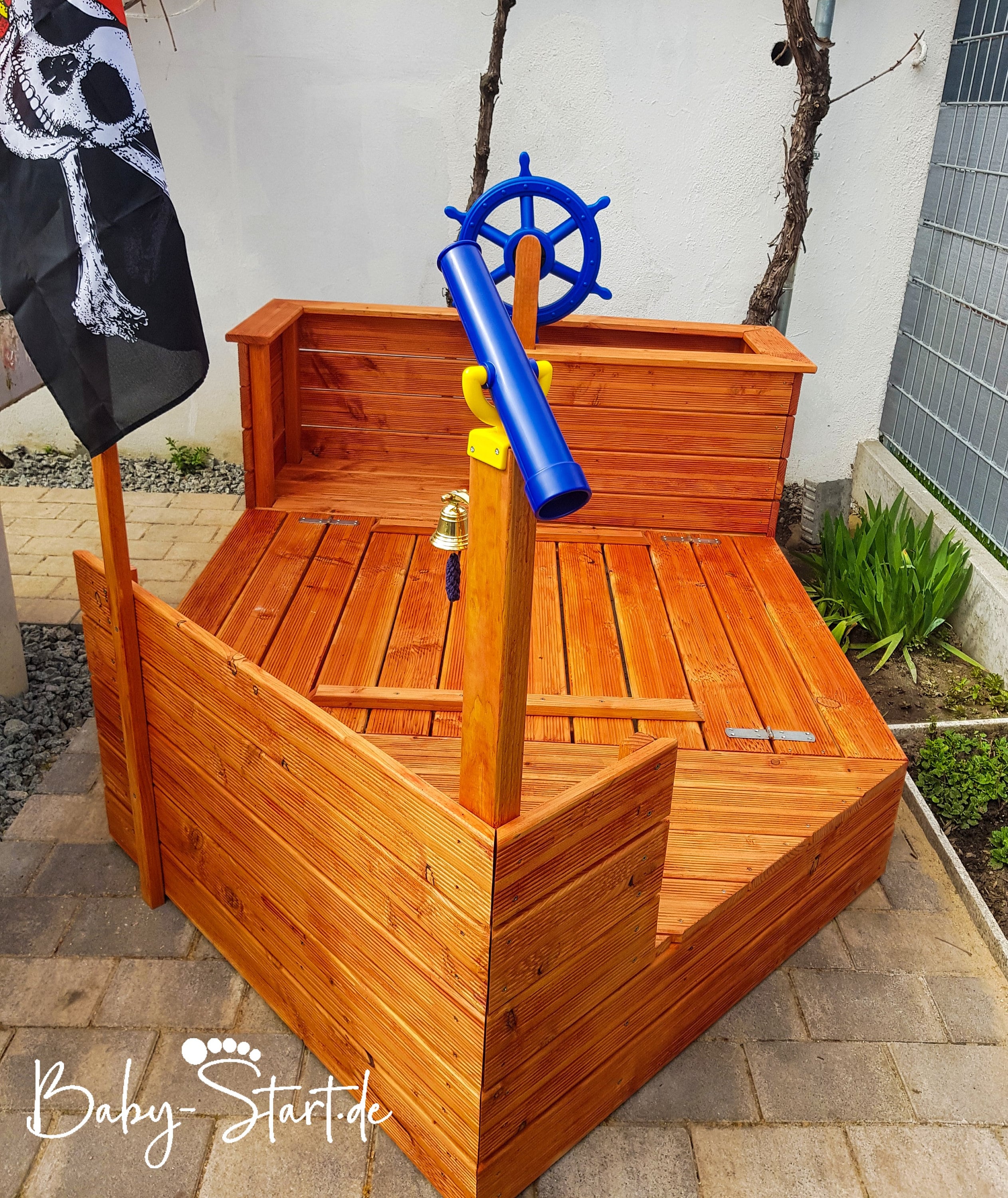 Sandbox Plans - Sand Box - Pirate Ship - With Benches - With Cover ...
