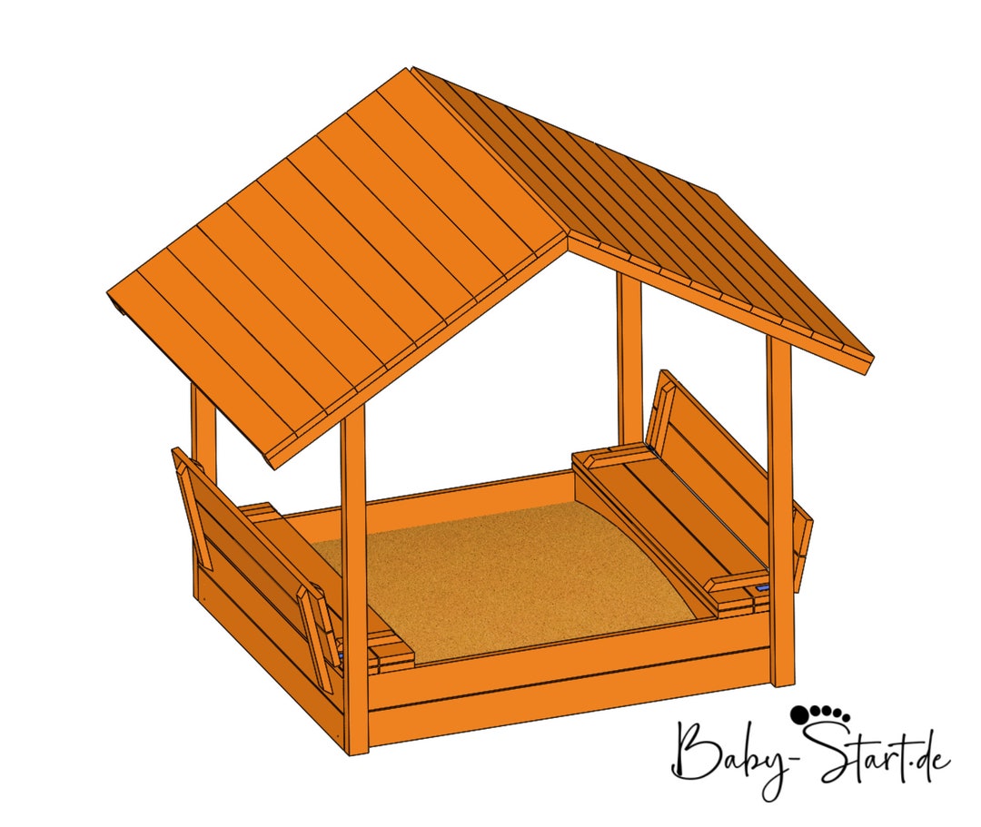 Sandbox With Roof - With Lid - Sandpit - Cover - Bench - Step-by-step ...
