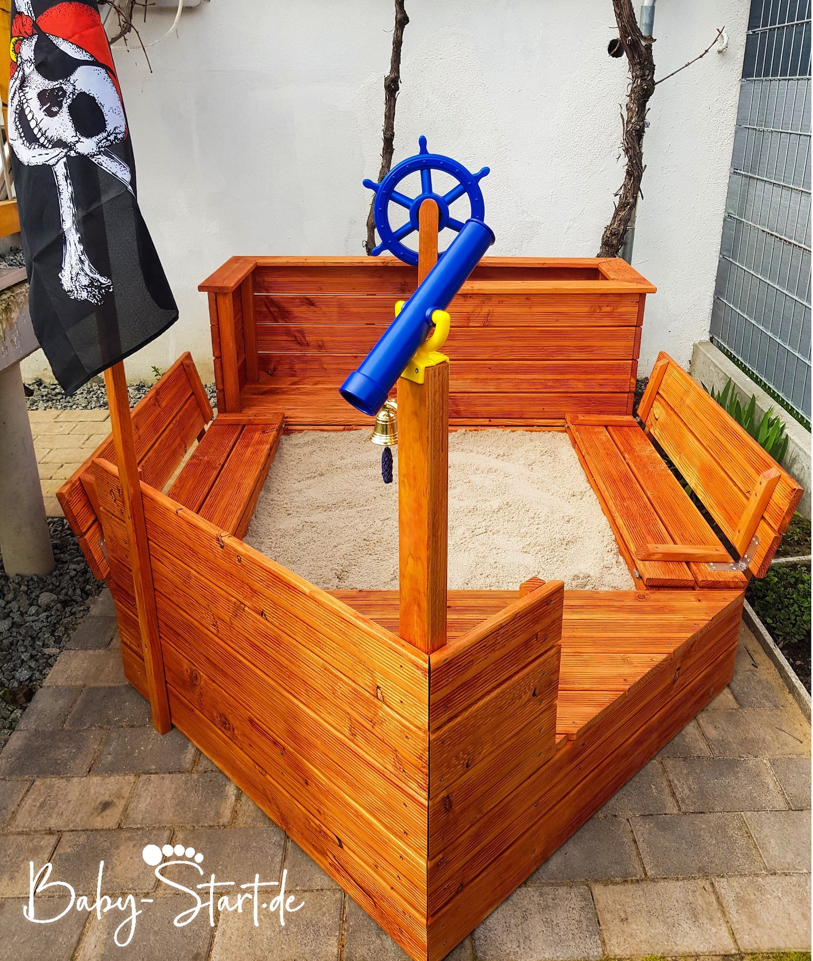 Sandbox Plans - Sand Box - Pirate Ship - With Benches - With Cover ...