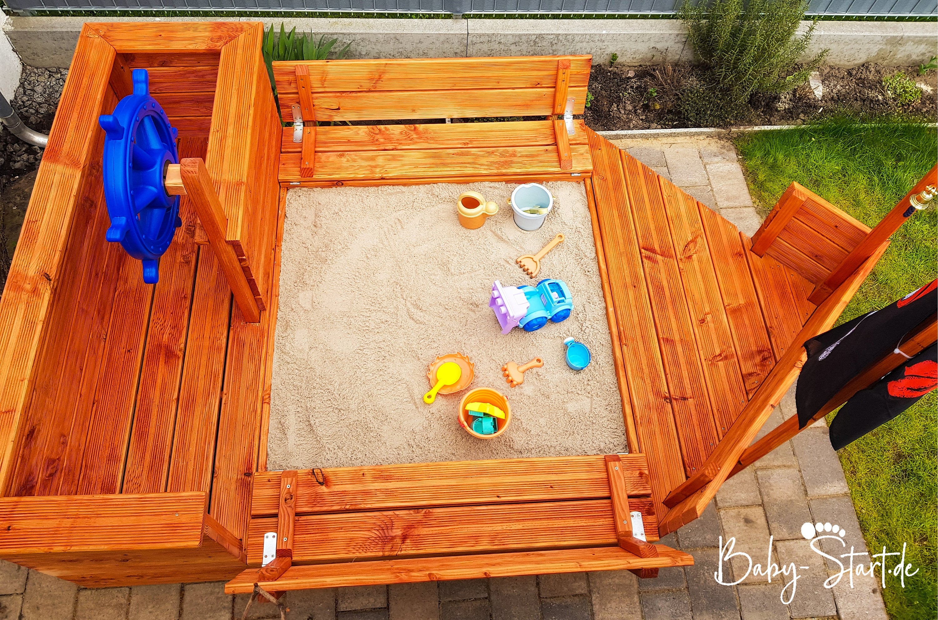 Sandbox Plans - Sand Box - Pirate Ship - With Benches - With Cover ...