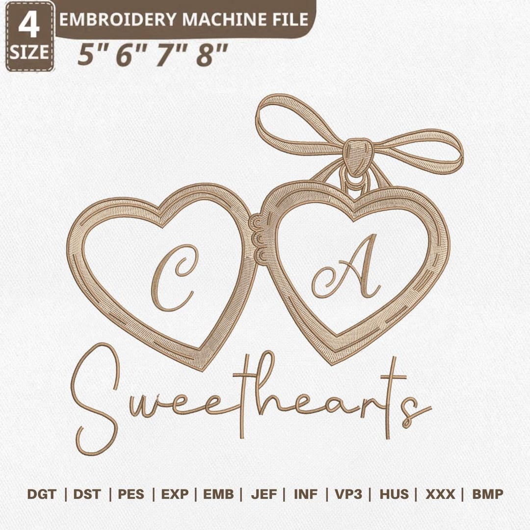 Sweethearts Heart Monogram Embroidery File | Couple Initial Heart Frame ...