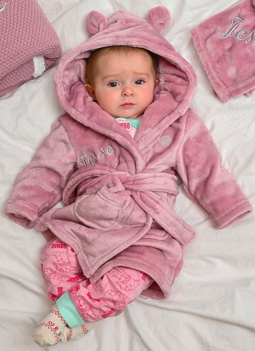 Babies Personalised Hooded Dressing Gown Dusky Blue - Etsy