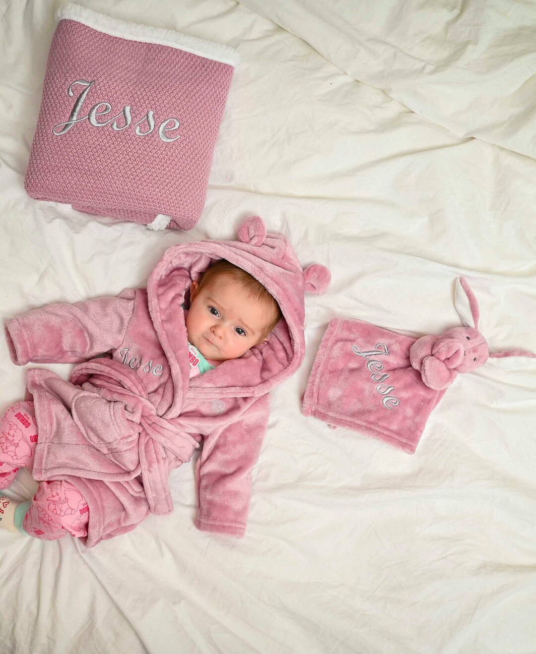 Babies Personalised 3 Piece Gift Set Dusky Pink - Etsy