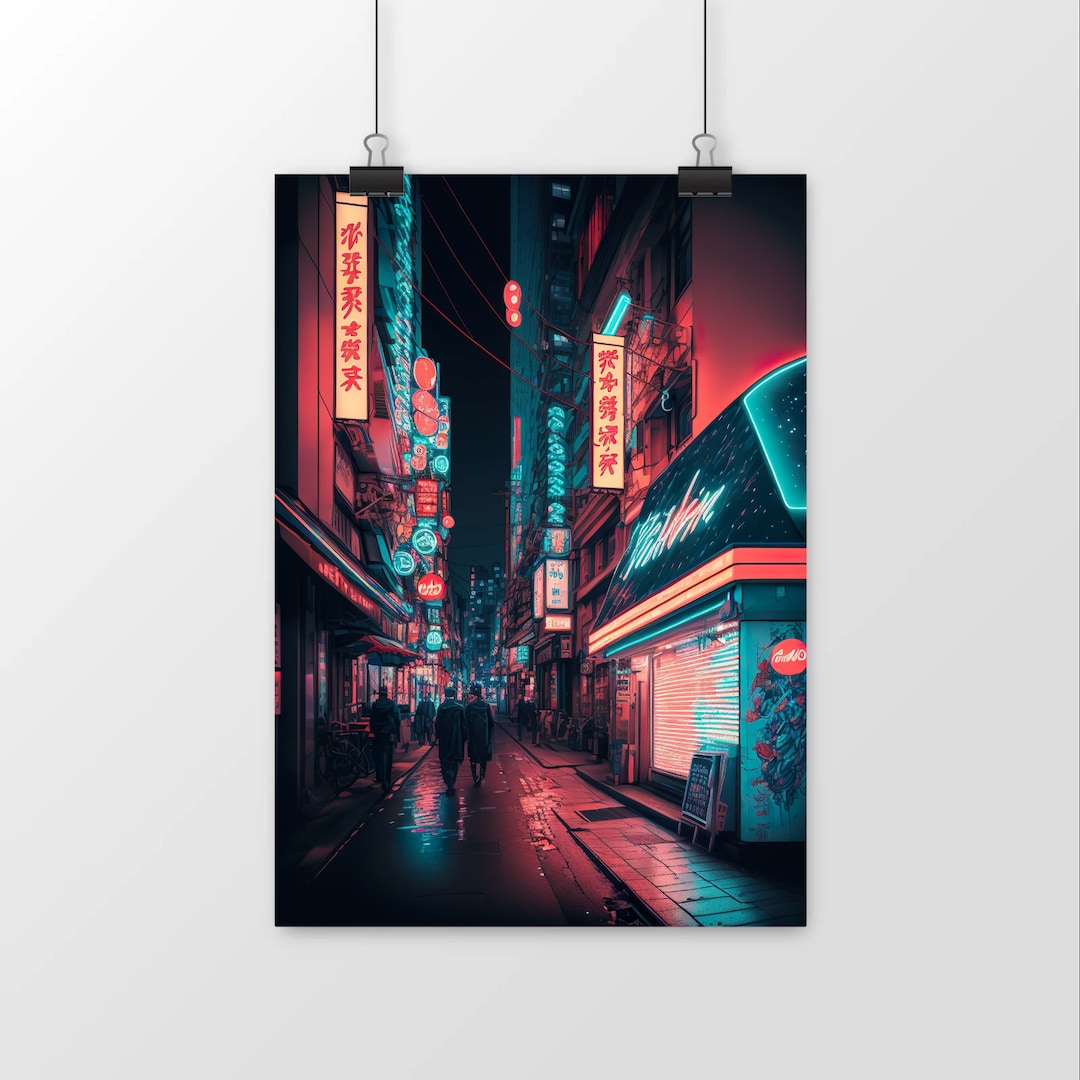 Japan, Tokyo Neon City Poster, Japan, Light City Wall Art - Etsy