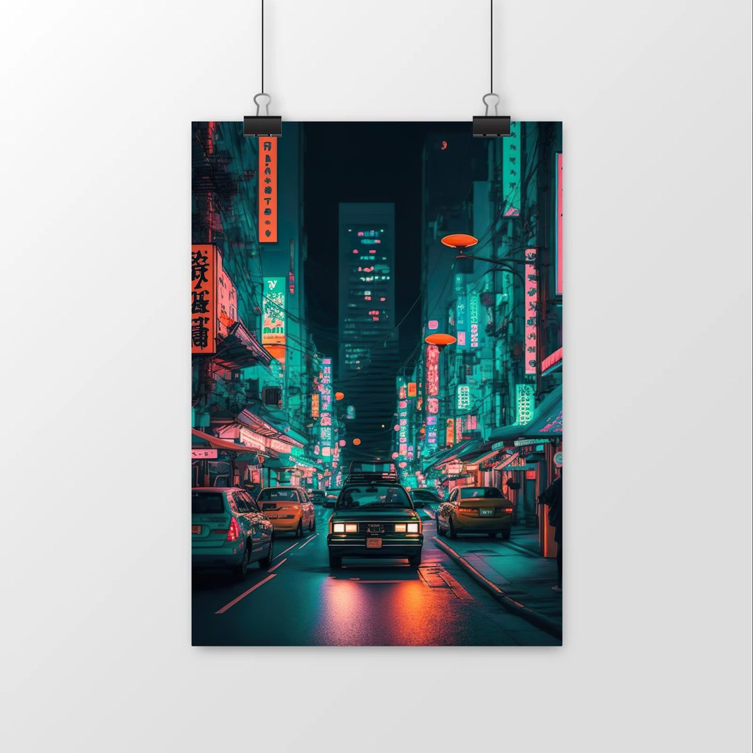 Japan, Tokyo Neon City Poster, Japan, Light City Wall Art - Etsy