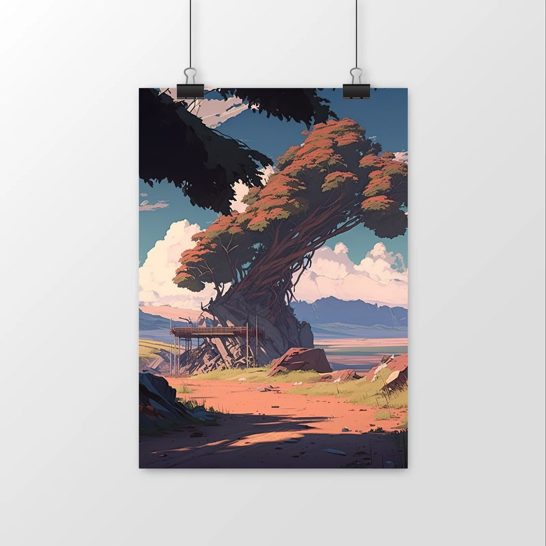 Poster Manga Mountain Landscape / Animated Poster Forest - Etsy