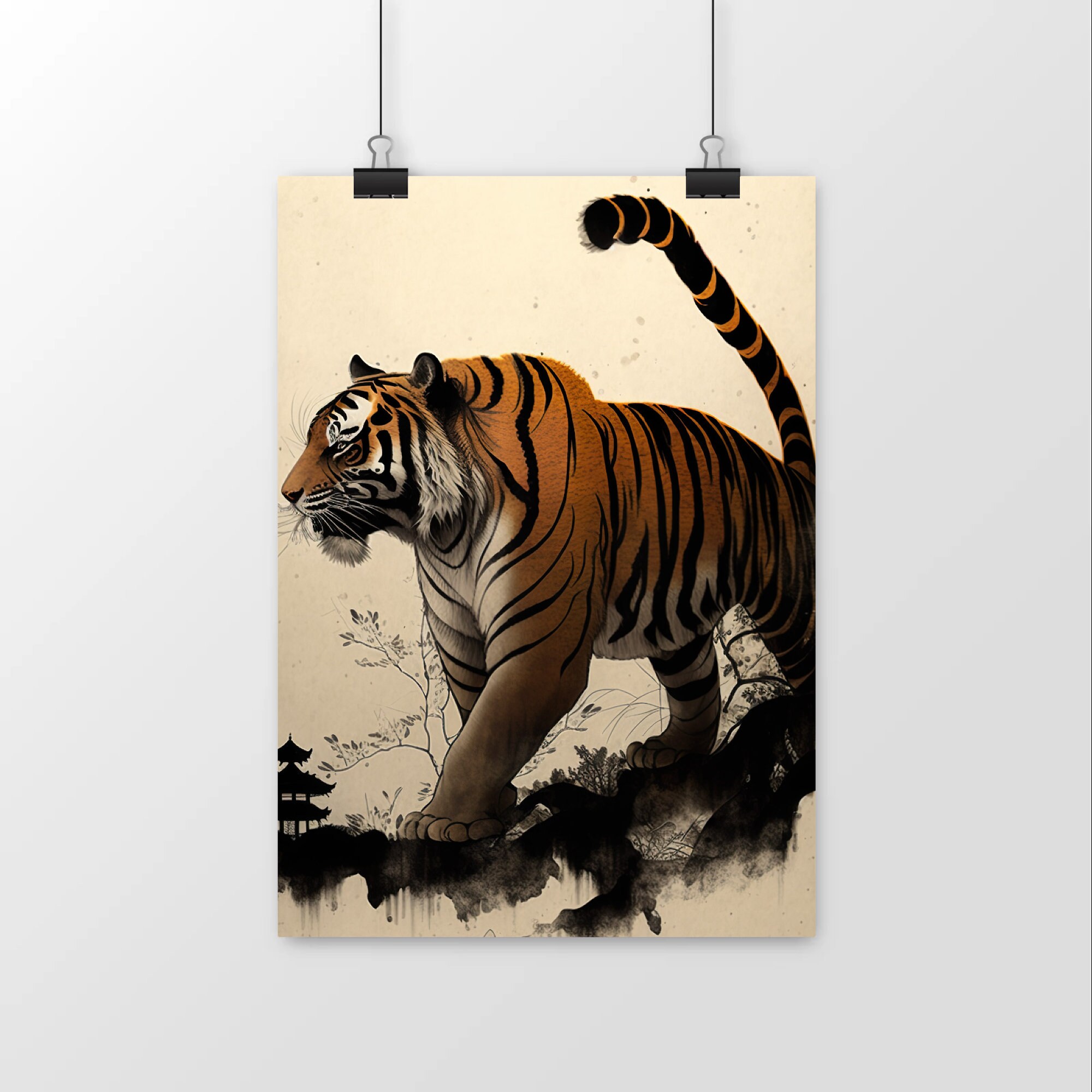 Mystic Tiger of Japan Poster Japanese Tiger Art Art Poster - Etsy