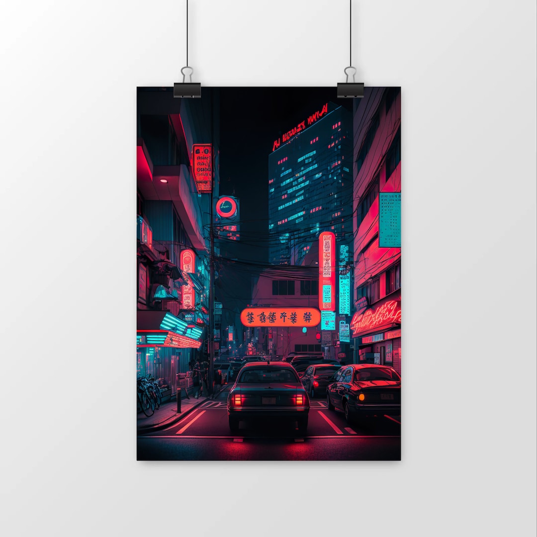 Japan, Tokyo Neon City Poster, Japan, Light City Wall Art - Etsy