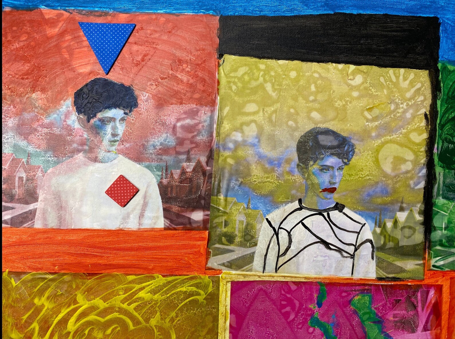 TROYE SIVAN Abstract Acrylic Colourful Painting - Original Iron on Ink ...