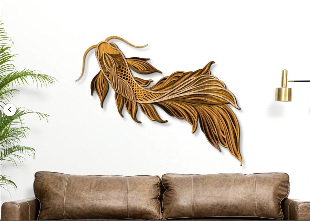 Multilayer Koi Fish 3mm Plywood Wall Decor Ornament Cdr Dxf Ai Pdf Dwg ...