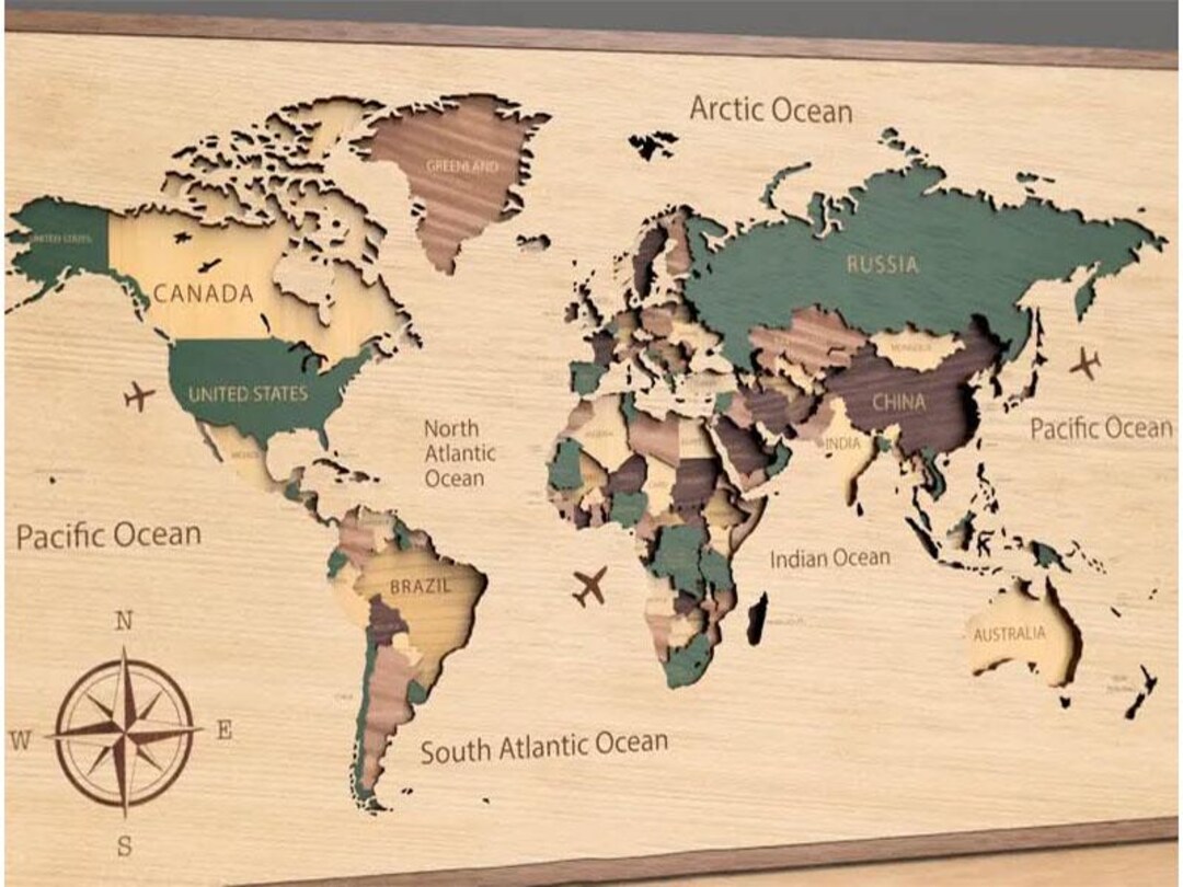 3D World Map 7 Layer Wall Decor Home Office - Etsy