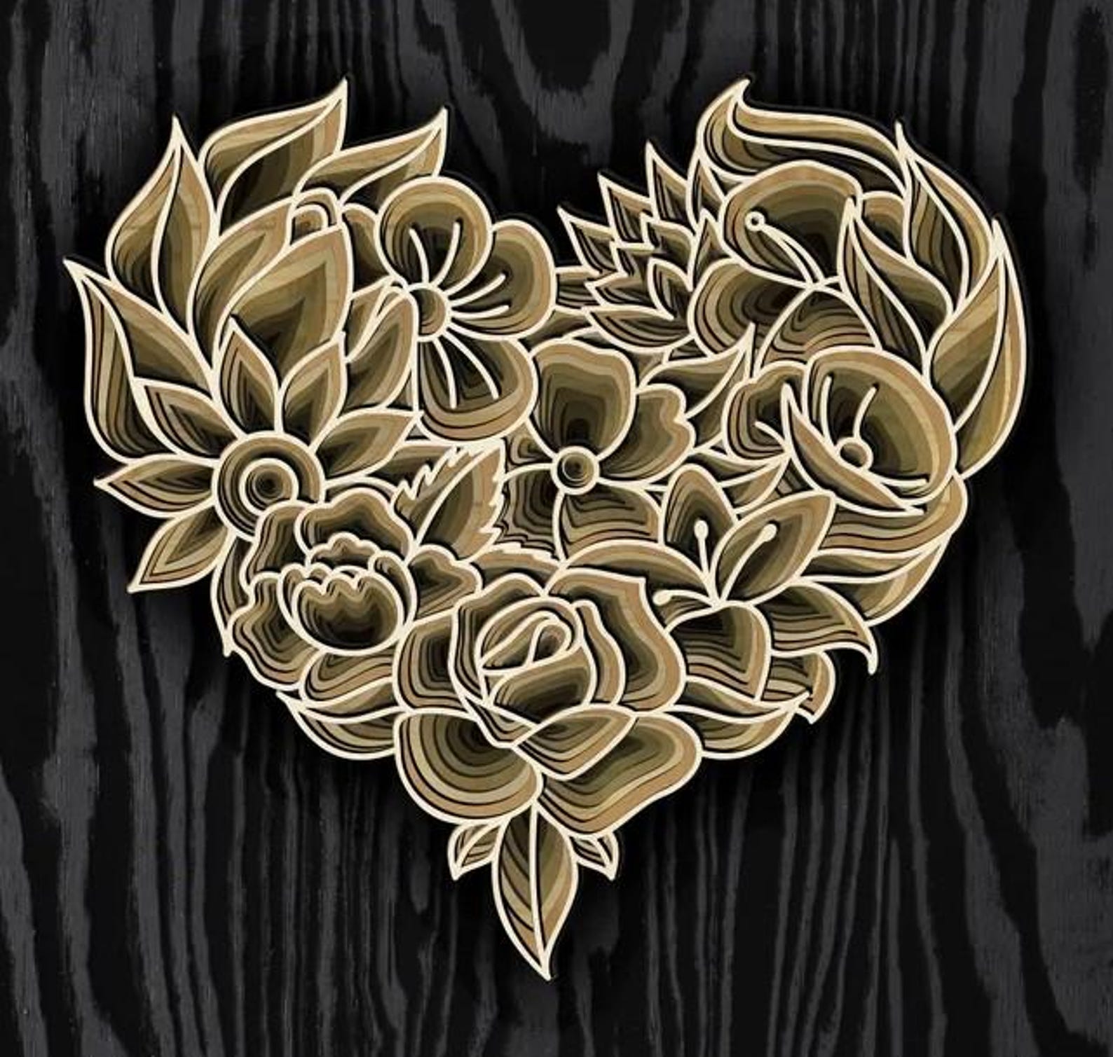 Multilayer Heart Pattern Laser Cutting File Cdr Dxf Pdf Dwg Ai Svg File ...