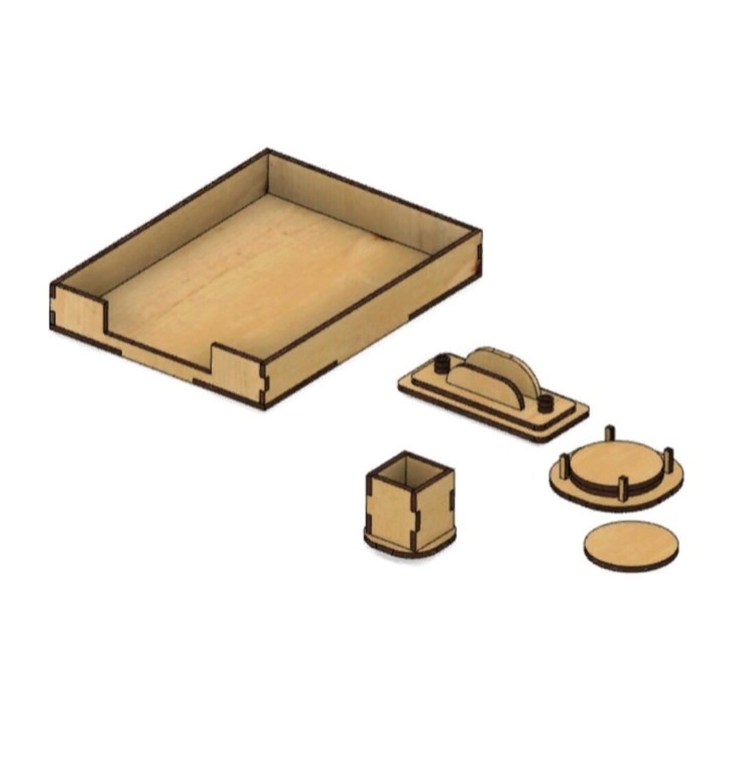 Laser Cut Desk Accessories Set Document Tray Pen Holder Coasters ...