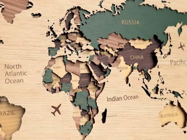 3D World Map 7 Layer Wall Decor Home Office - Etsy