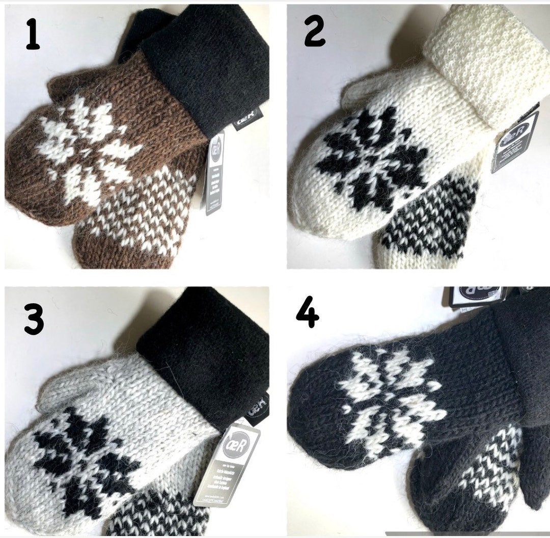 Hand Knitted Lopi Icelandic Quality Wool Mittens Lined With Fleece Make ...