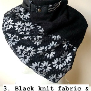 Handmade by Kata in UK Triangle Scarf Option of Black and Grey Neck ...