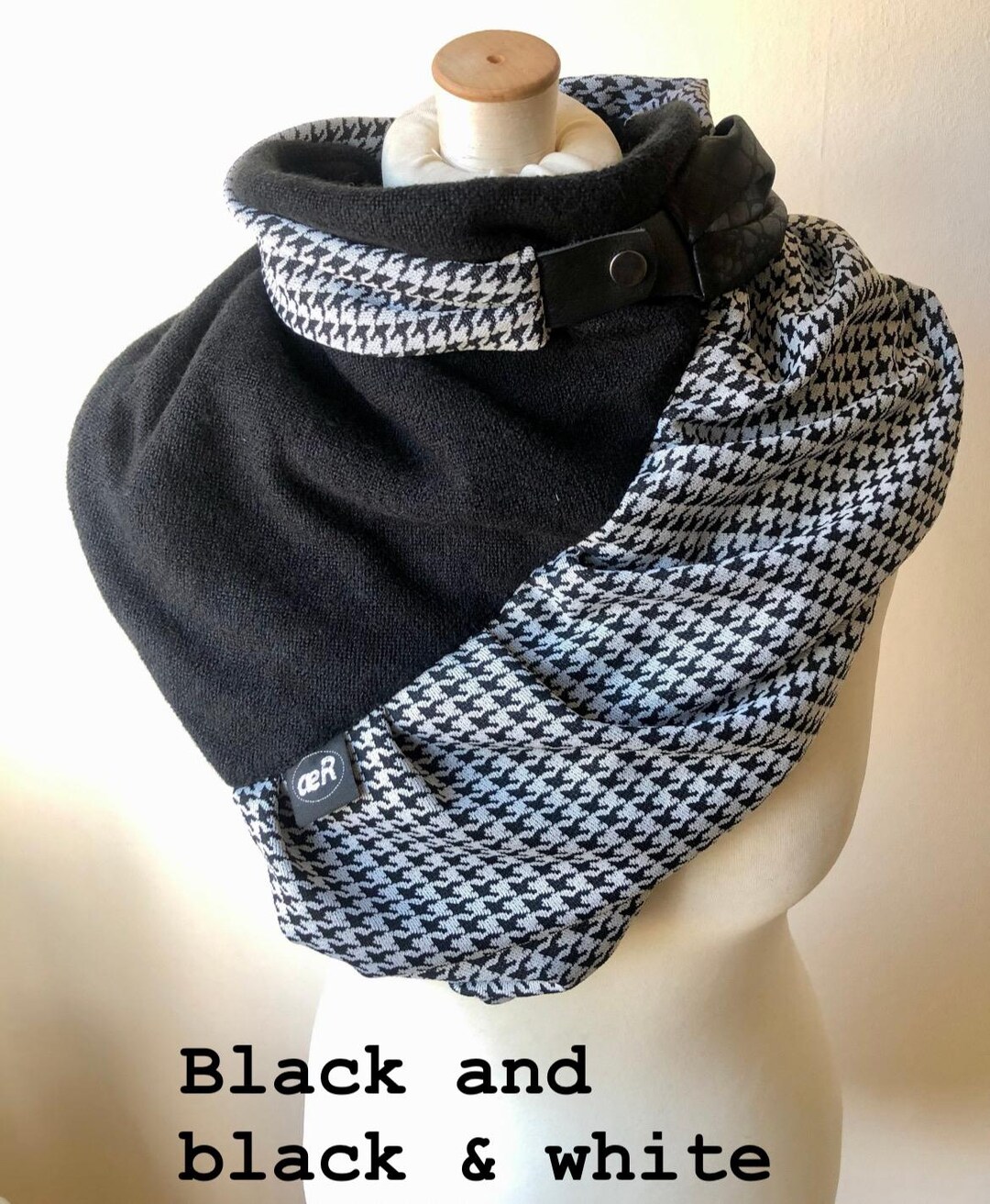 Handmade Triangle Scarf. Neck Warmer Fleece Lined With Leather ...