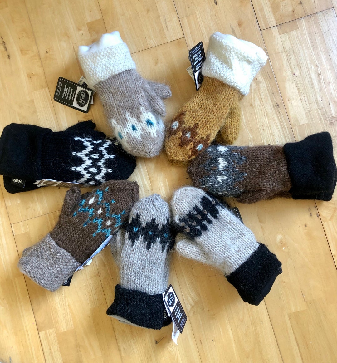 Hand Knitted Lopi Icelandic Quality Wool Mittens the Fleece Lining Make ...