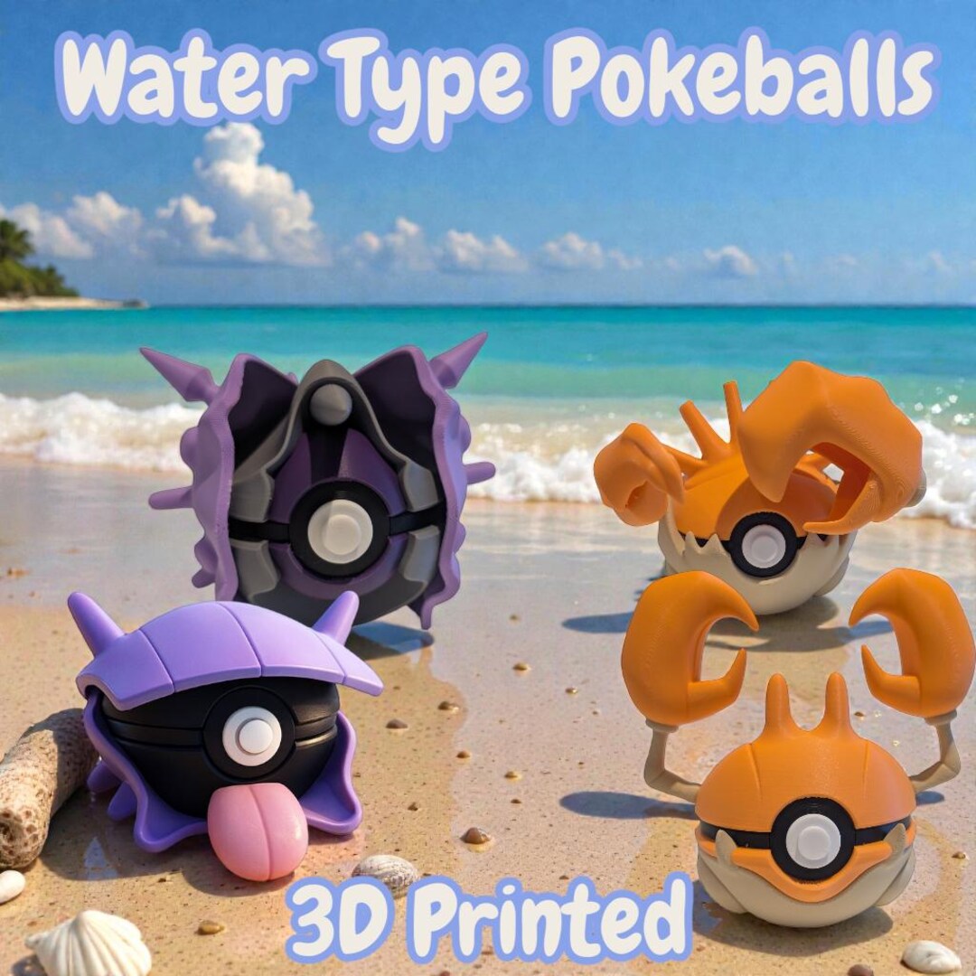 3D Printed Pokemon Themed Pokeballs - Water Type Set 2 - Etsy