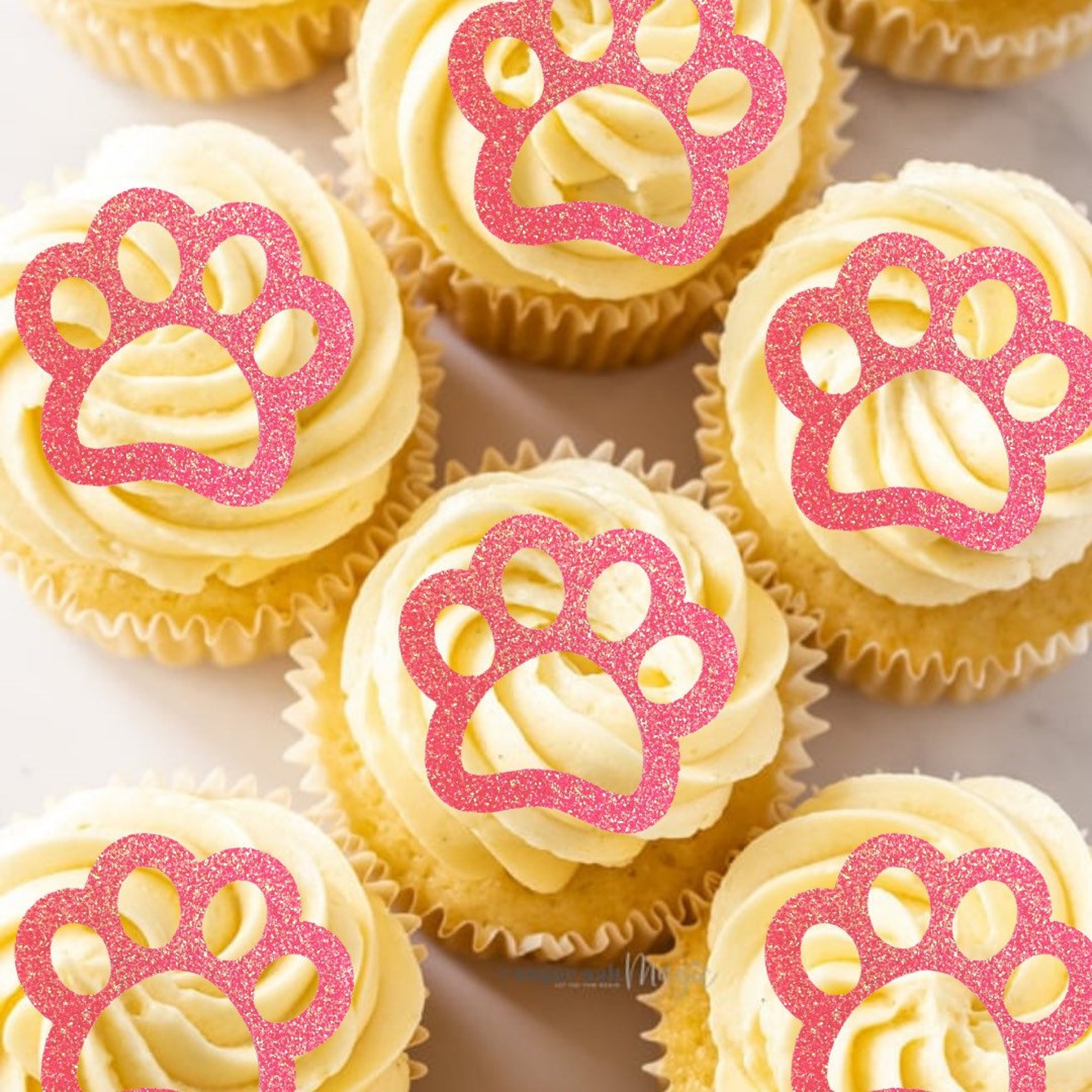 Paw Print Cupcake Toppers Dog Cake Topper Dog Birthday | Etsy