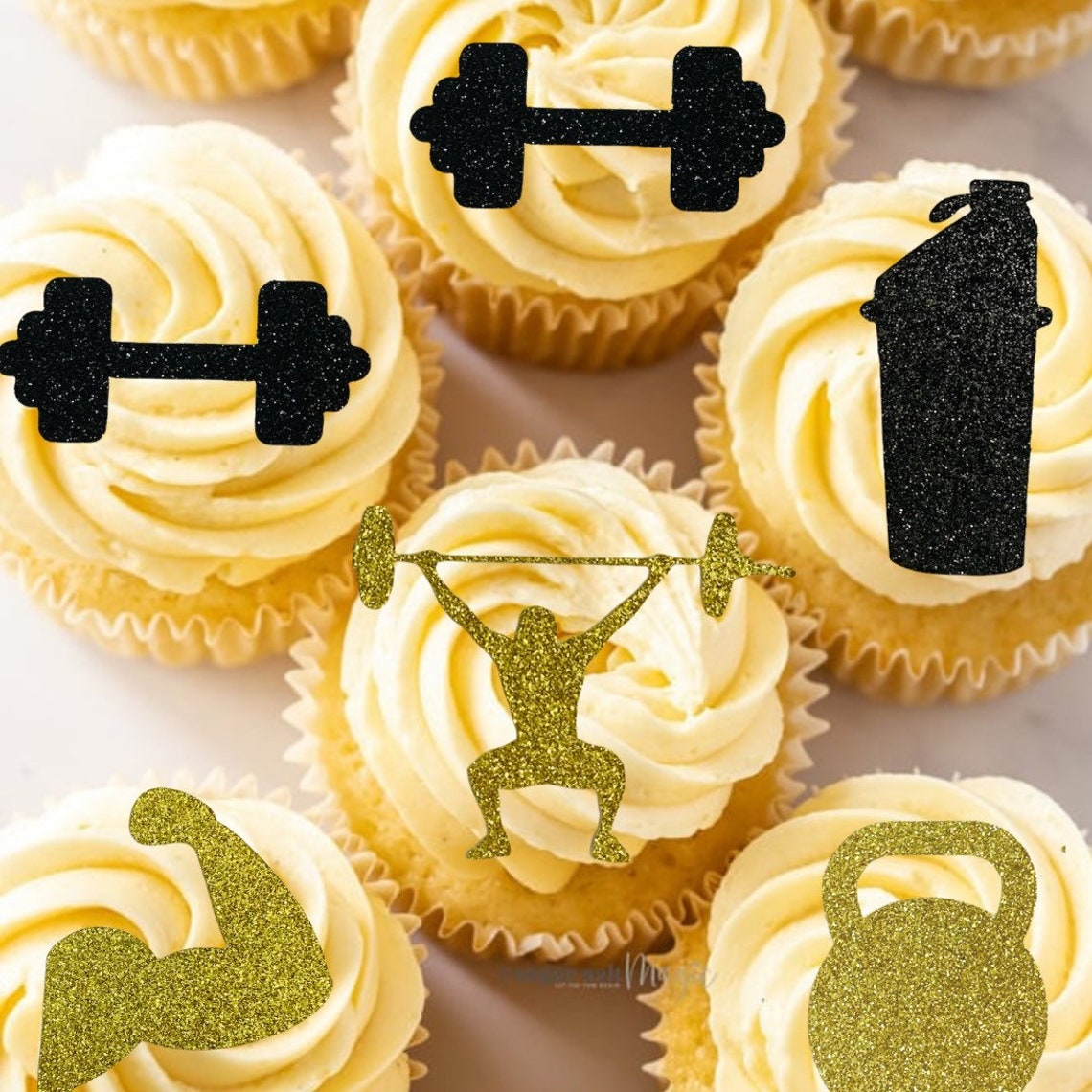 Gym Theme Cupcake, Weight Lifting, Cupcake Toppers, Cross Fit Party ...