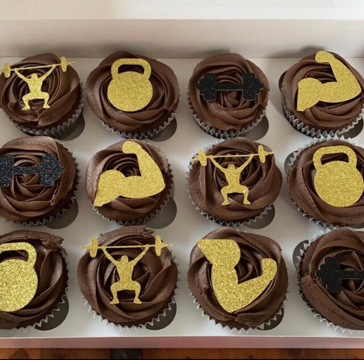 Gym Theme Cupcake, Weight Lifting, Cupcake Toppers, Cross Fit Party ...